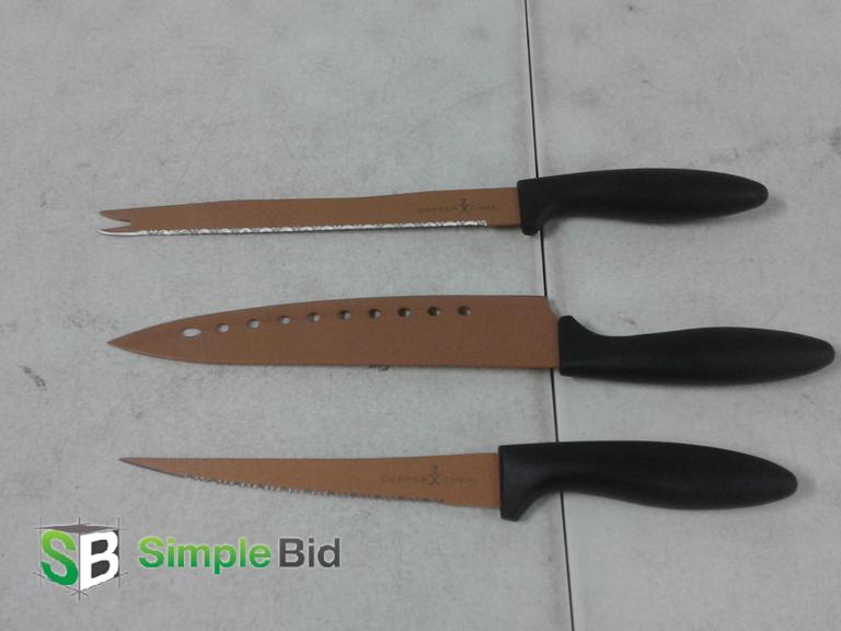 SimpleBid Inc. | Lot of (3) New Copper Chef Kinfe Set
