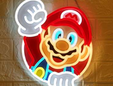Bid Llama | Mario Neon Sign 14in Mario Neon Light USB...