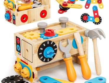 Bid Llama | Montessori Kids Tool Set, Wooden Toddler...