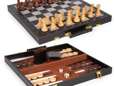 Bid Llama | Chess Checkers Backgammon Set 3-in-1 Board...