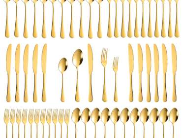 Bid Llama | 60-Piece Gold Silverware Set, Stainless...