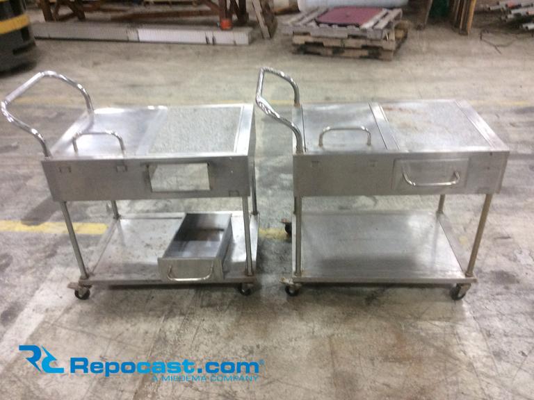 Repocast.com® | Lot of (2) Stainless Steel Push Carts...