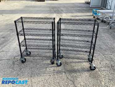 Repocast.com® | Lot of (2) 4 shelf rolling racks