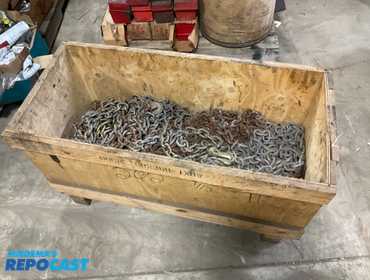 Repocast.com® | Wood Crate with Assorted Used Chains,...