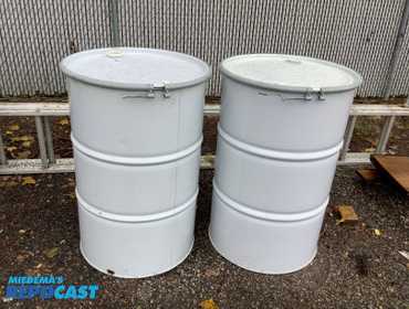 Repocast.com® | (2) 55-gallon used white steel barrels...