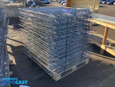 Repocast.com® | Skid lot of wire pallet rack decking.