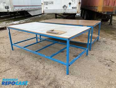 Repocast.com® | Lot of (2) metal frame work tables 96”...