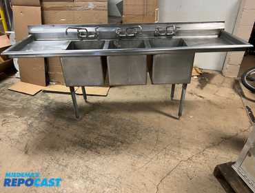 Repocast.com® | STAINLESS STEEL 3 BAY SINK WITH THREE...