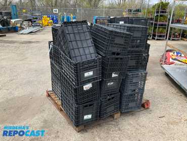 Repocast.com® | Skid of plastic storage crates. Most...