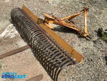 Repocast.com® | 3pt stone rake, measuring 6’ wide.