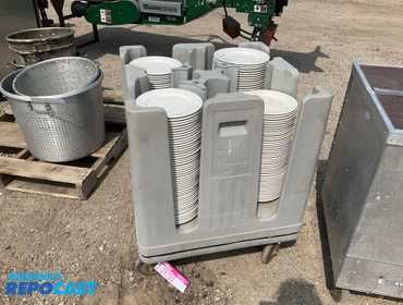 Repocast.com® | Rolling plate cart with many plates. 9...