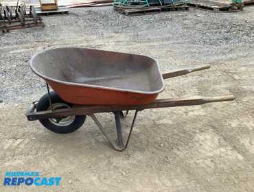 Repocast.com® | (1) heavy duty orange metal wheel barrow