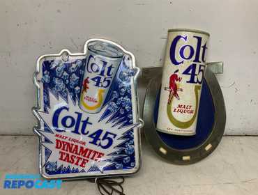 Repocast.com® | Lot of (2) Colt 45 Malt Liquor Signs ...