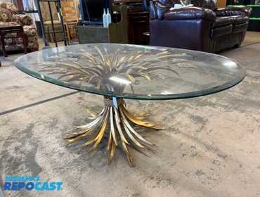 Repocast.com® | BRASS COLORED GLASS TOP COFFEE TABLE...