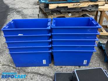 Repocast.com® | Lot of (10) Blue Plastic Storage Totes...
