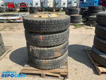 Repocast.com® | (4) Used 11R22.5 Semi Tires on Steel...