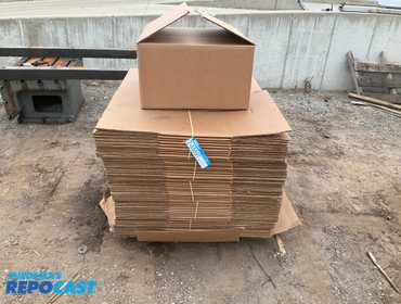 Repocast.com® | Skid lot of 22”x22”x12” cardboard boxes.