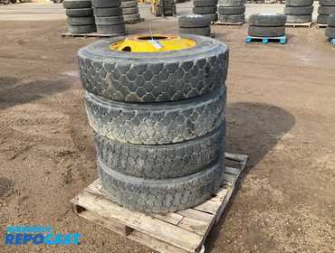 Repocast.com® | (4) Used 11R22.5 Semi Tires on Steel...