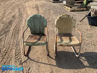 Repocast.com® | (2) steel clam shell chairs.