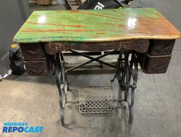 Repocast.com® | Lot of (1) treadle table with epoxy...