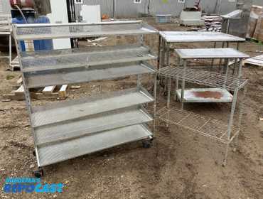 Repocast.com® | Lot of (1) metal rack, and (1) 2 tier...