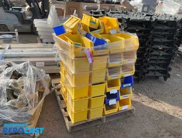 Repocast.com® | Skid lot of plastic stackable totes,...