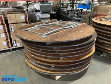 Repocast.com® | Skid lot of (10) round wood tables...