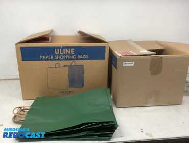 Repocast.com® | Lot of (2) boxes of green Uline paper...