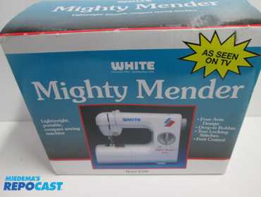 Repocast.com® | White mighty mender sewing machine....