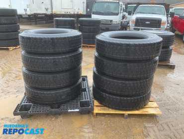 Repocast.com® | (8) used 295/75R22.5 semi tires,...