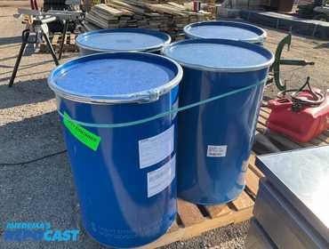 Repocast.com® | Lot of (4) Blue Metal Barrels 35” tall...