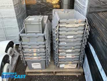 Repocast.com® | Skid lot of gray plastic stackable...