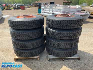 Repocast.com® | (8) Used 11R22.5 Semi Tires on Steel...