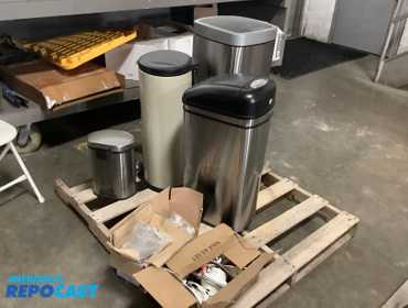 Repocast.com® | Skid of (4) Trash Cans and (2) Boxes...