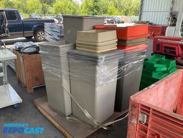 Repocast.com® | Skid of mixed trash cans and office...