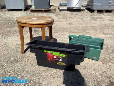 Repocast.com® | Lot of wooden stool, barrow buddy, and...