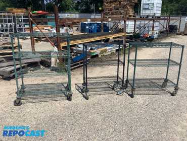 Repocast.com® | (3) Rolling wire rack storage. 3’ x 18...
