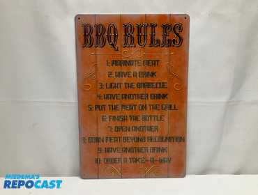 Repocast.com® | New BBQ Rules metal sign with pre...
