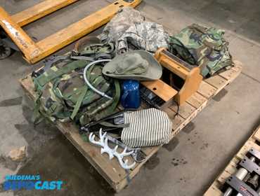 Repocast.com® | Skid of military clothes, cooking...