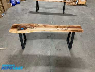 Repocast.com® | Natural Wood Slab Bench with Epoxy...