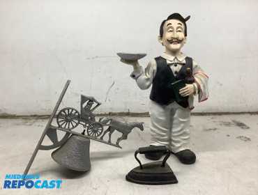 Repocast.com® | Lot of (1) 22” tall waiter statue, (1)...