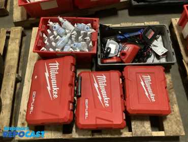 Repocast.com® | Skid of (3) empty Milwaukee tool cases...