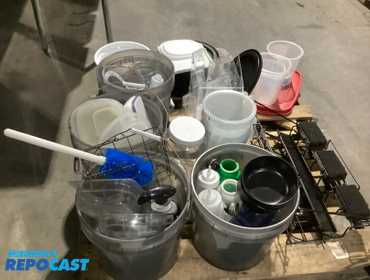 Repocast.com® | Skid of Tupperware, Dish Drying Rack,...