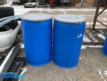 Repocast.com® | Lot of (2) 55 gallon used blue plastic...