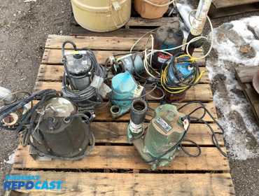 Repocast.com® | Skid Lot of 7 Submersible Pumps, 220V,...