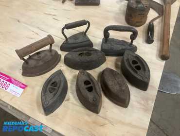 Repocast.com® | (8) Assorted Antique Irons, three have...