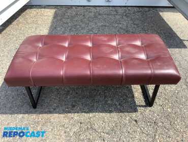 Repocast.com® | Maroon Leather Padded Bench w/ Metal...