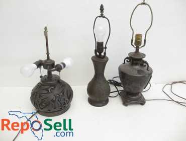 Reposell.com | (3) Decorative Metal Base Lamps- (1)...