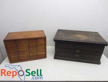 Reposell.com | (2) Vintage Wooden Boxes: Old Rulers,...