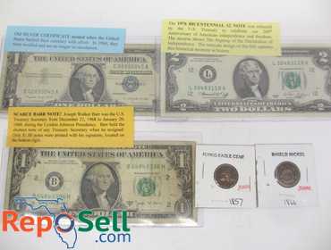 Reposell.com | Coin/Currency Lot: $1 1957 Silver Cert,...